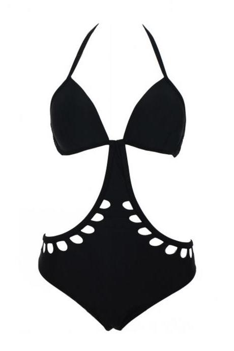 Women Strawberry Swim Dress Bandage Bikini Set Halter Lace Cross Back